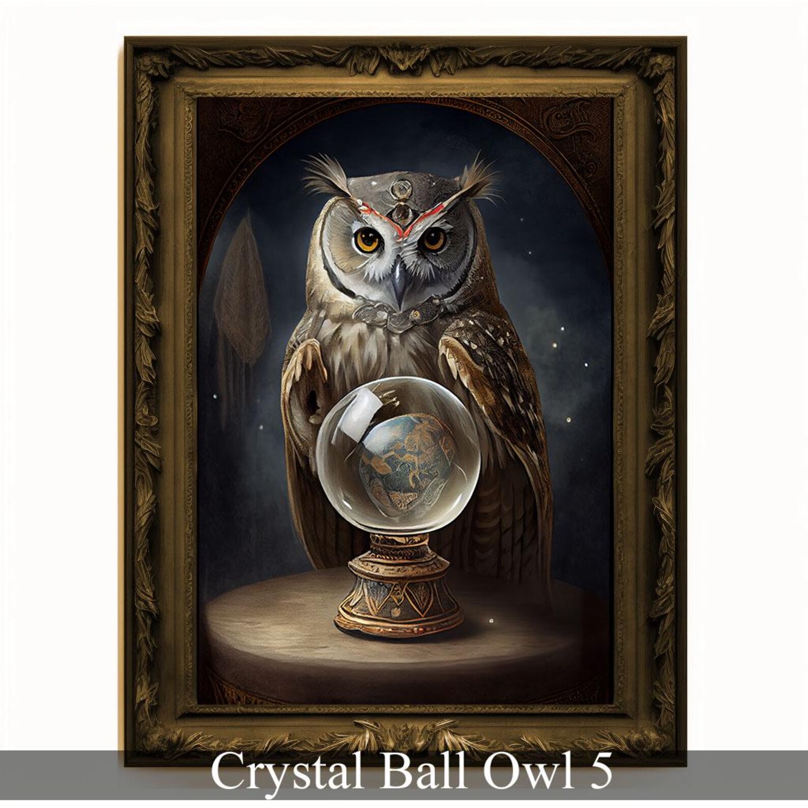 Crystal Ball Seer Owl Portrait: Vintage Wizard Art Print - Etsy