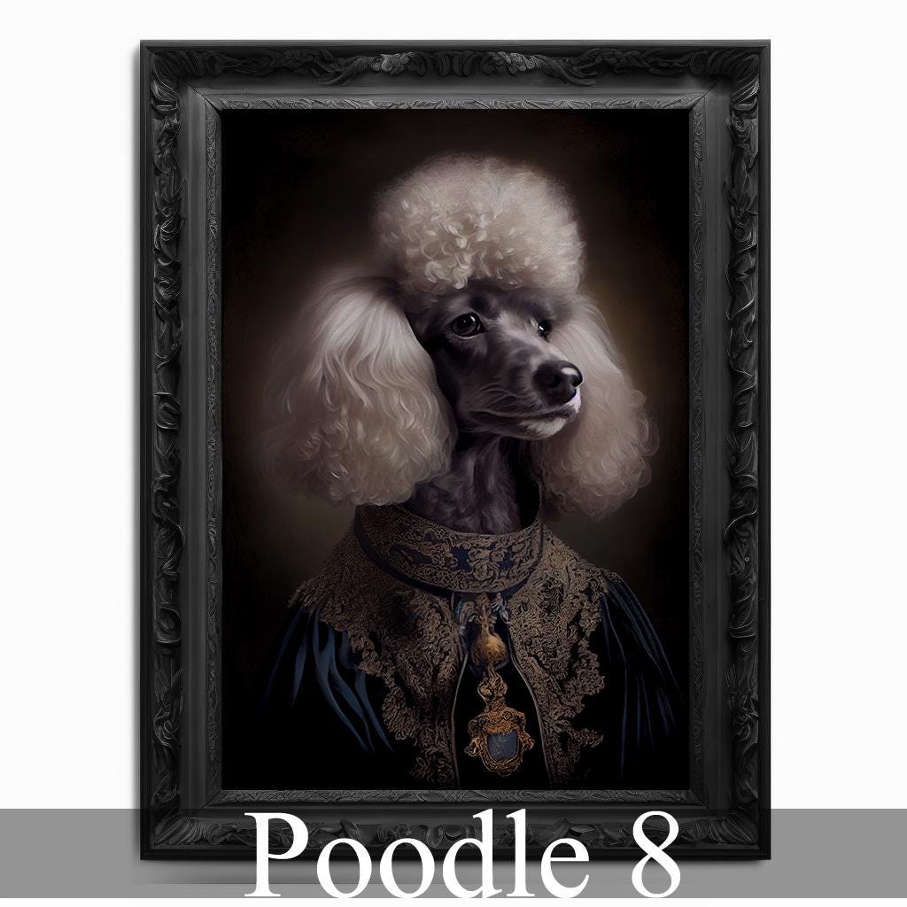 Victorian Poodle Art Print: Renaissance Royal Pet Portrait - Etsy