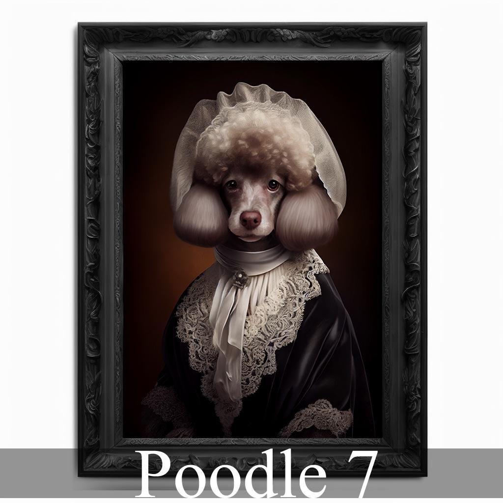 Victorian Poodle Art Print: Renaissance Royal Pet Portrait - Etsy