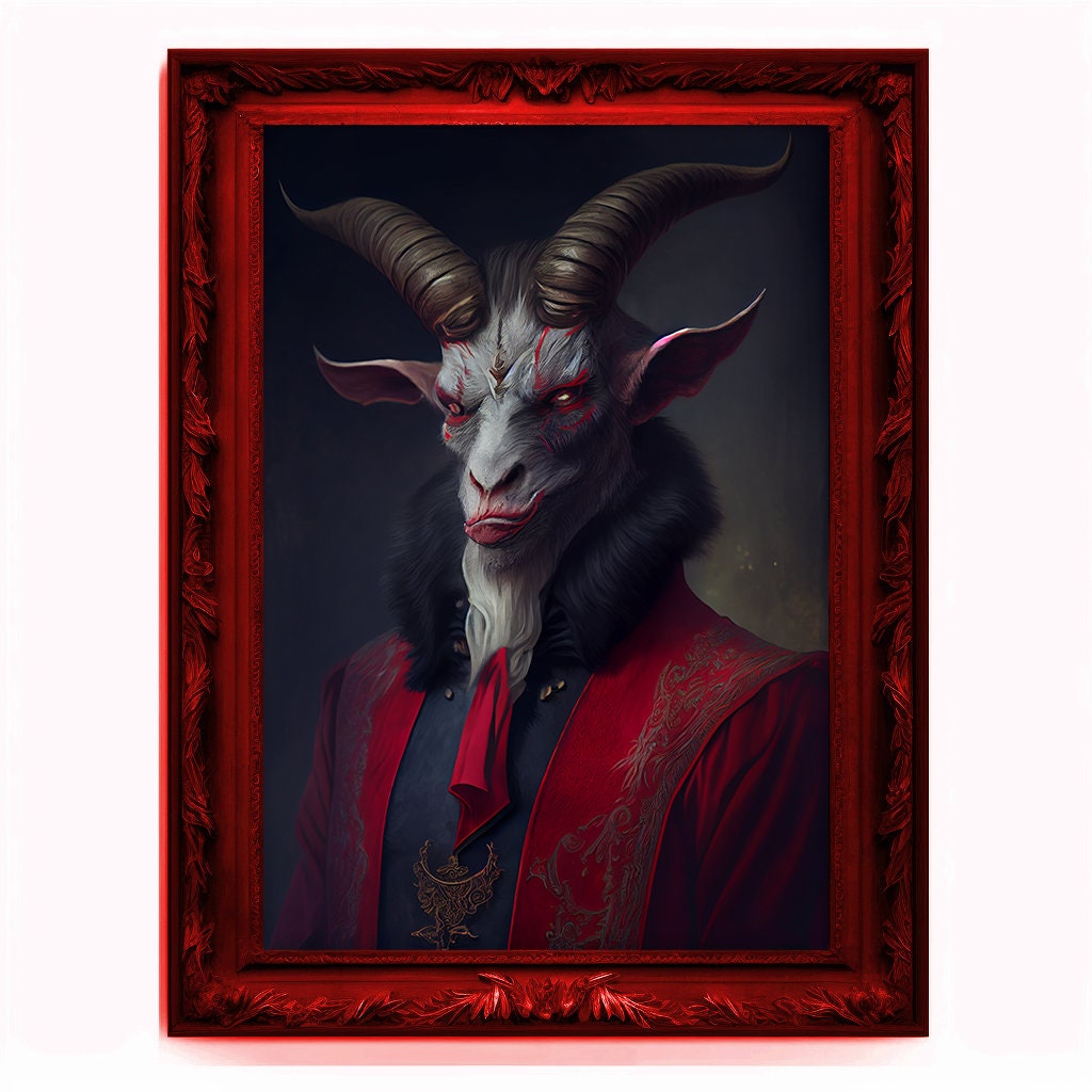 Goat Demon, Ritual Baphomet Portrait, Devil Poster, Animal Painting ...