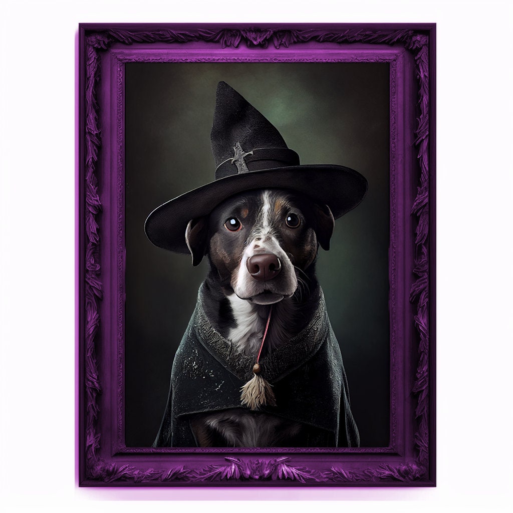 Wizard Dog Portrait, Magician Poster, Animal Painting, Altered Art ...