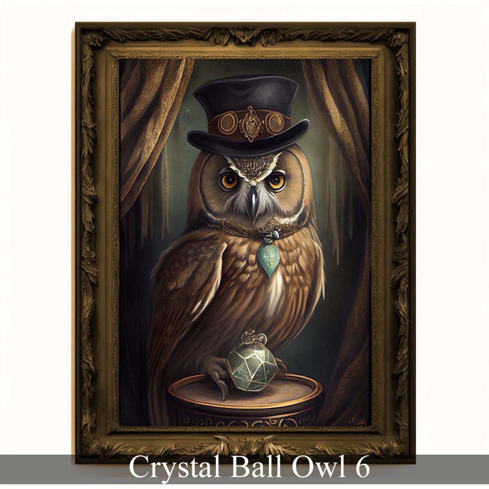 Crystal Ball Seer Owl Portrait: Vintage Wizard Art Print - Etsy