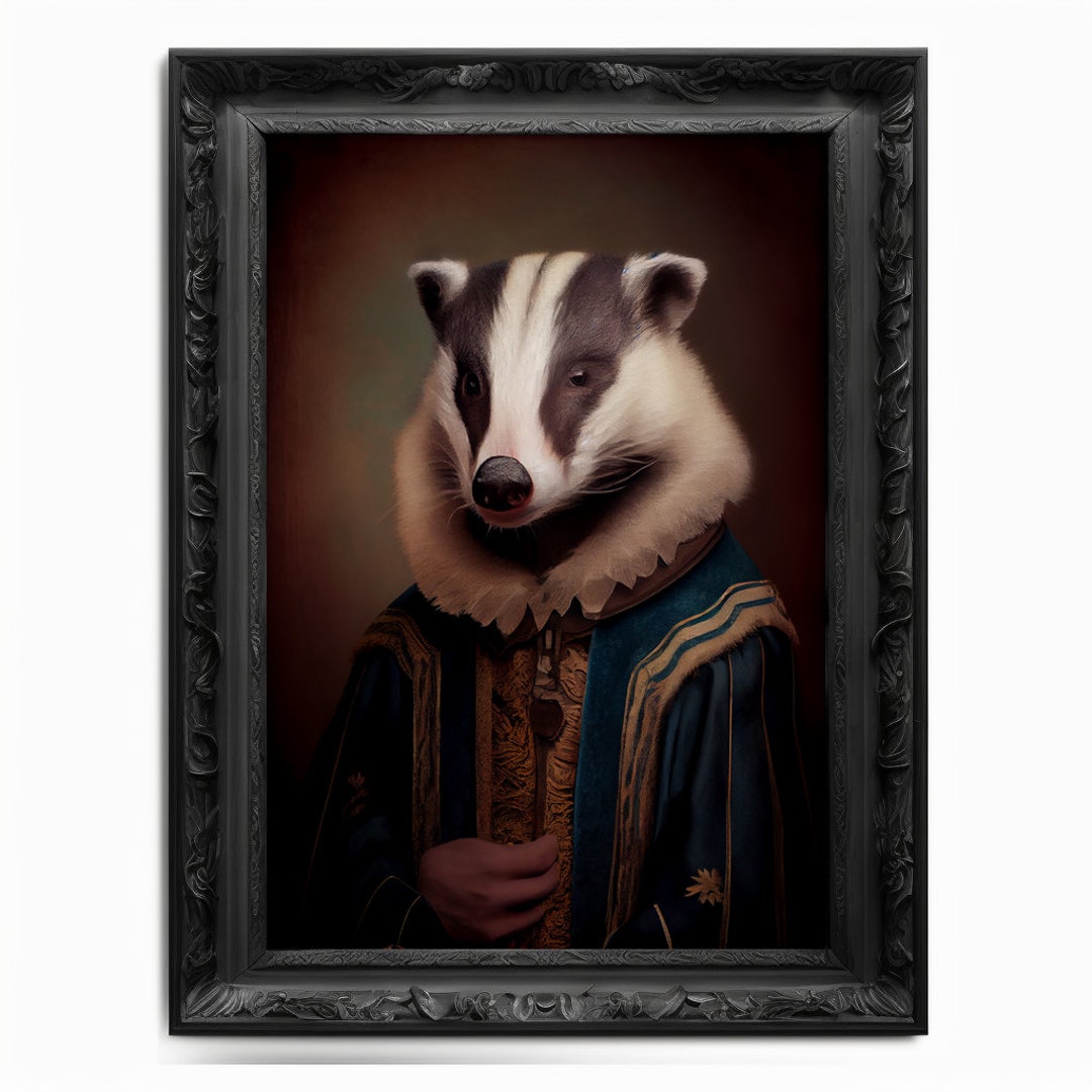 Badger Wall Art Print, Badger Animal Lover Vintage Regal Art Poster ...