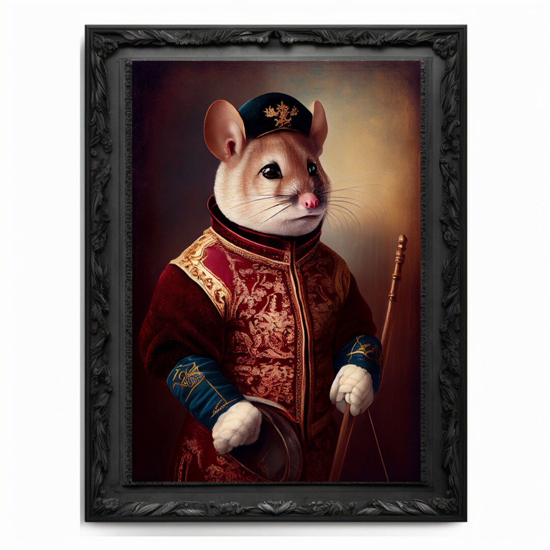 Skiing Mouse Wall Art Print Mouse Animal Lover Vintage Regal Art Poster ...