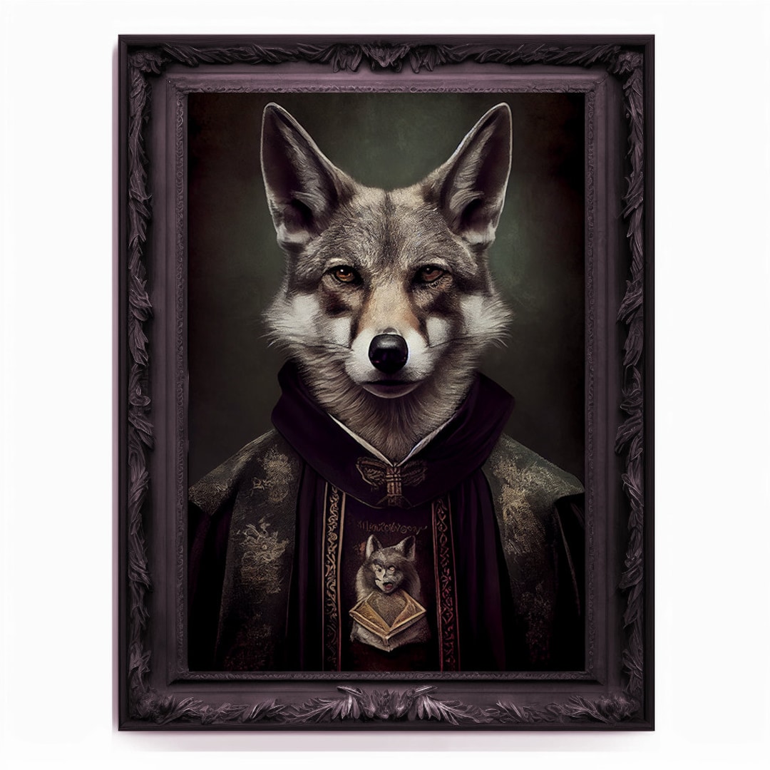 Wolf Priest, Ritual Wolf Portrait, Religious Poster, Animal Painting ...