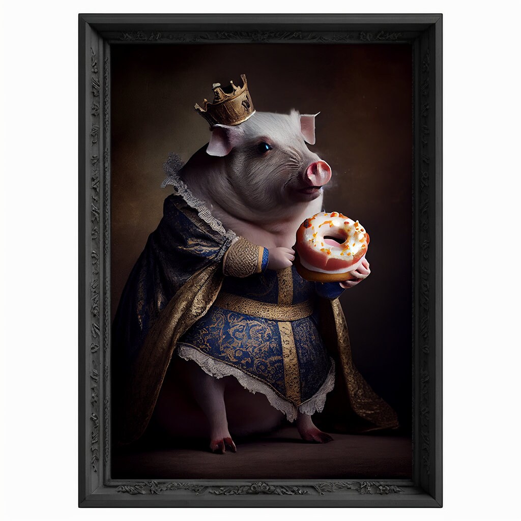 Royal Pig Portrait Animal Painting Altered Art Bar Room - Etsy