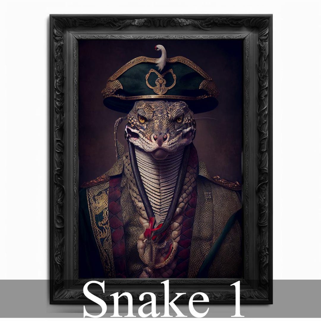 Snake Wall Art Print Serpent Animal Lover Vintage Regal Poster ...