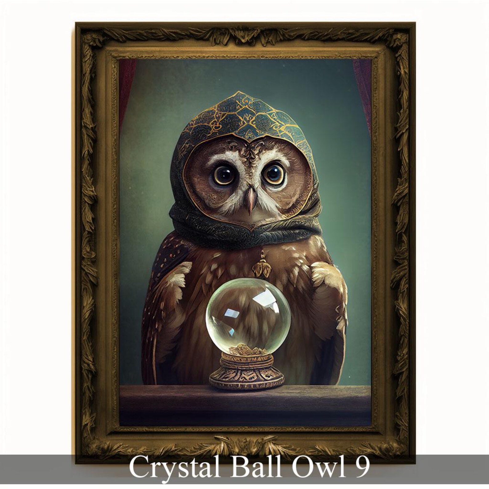 Crystal Ball Seer Owl Portrait: Vintage Wizard Art Print - Etsy
