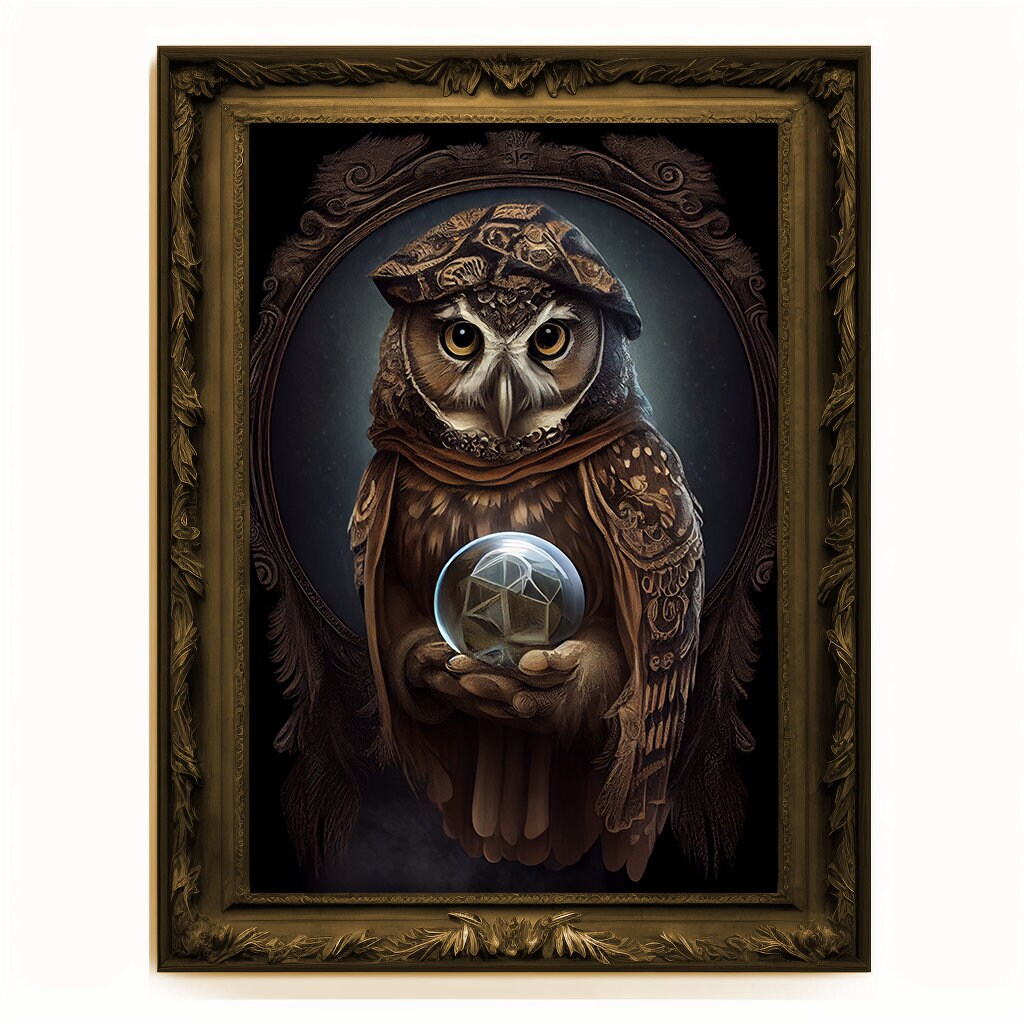 Crystal Ball Seer Owl Portrait Owl Poster Animal Painting - Etsy