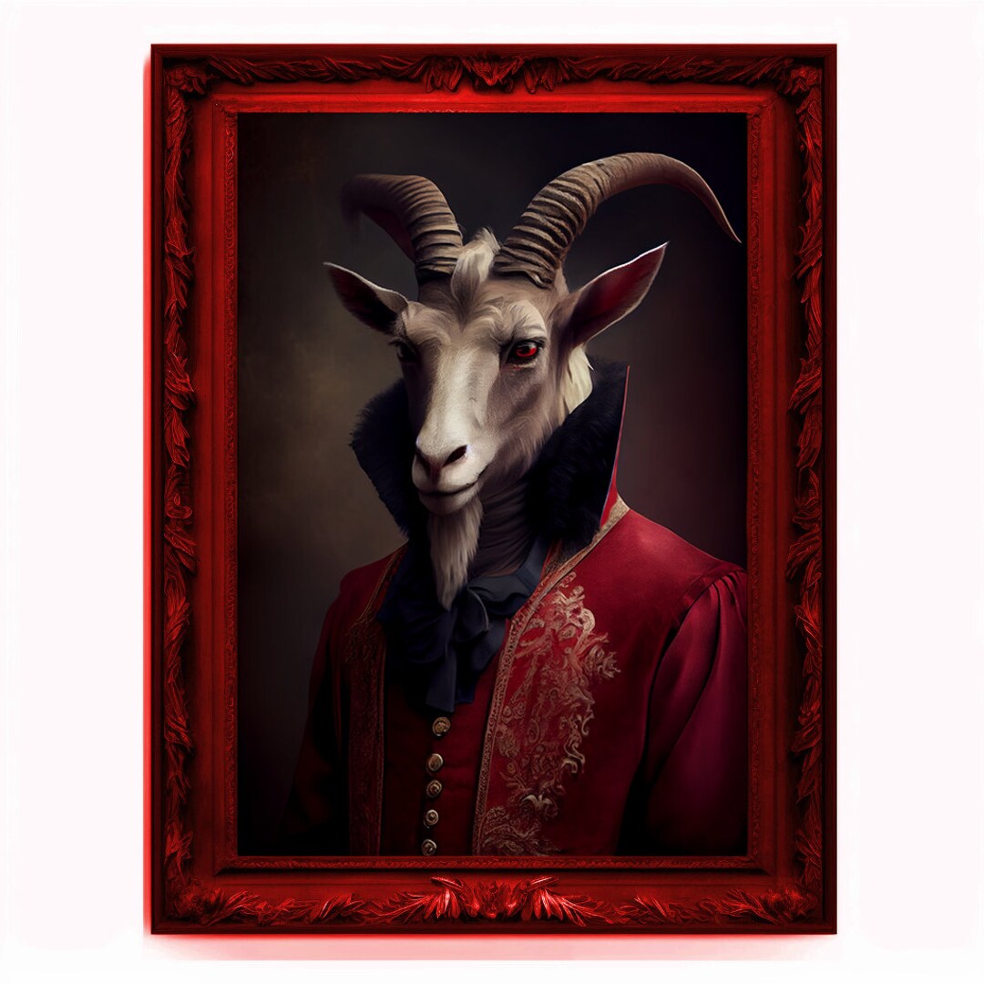 Goat Demon, Ritual Baphomet Portrait, Devil Poster, Animal Painting ...