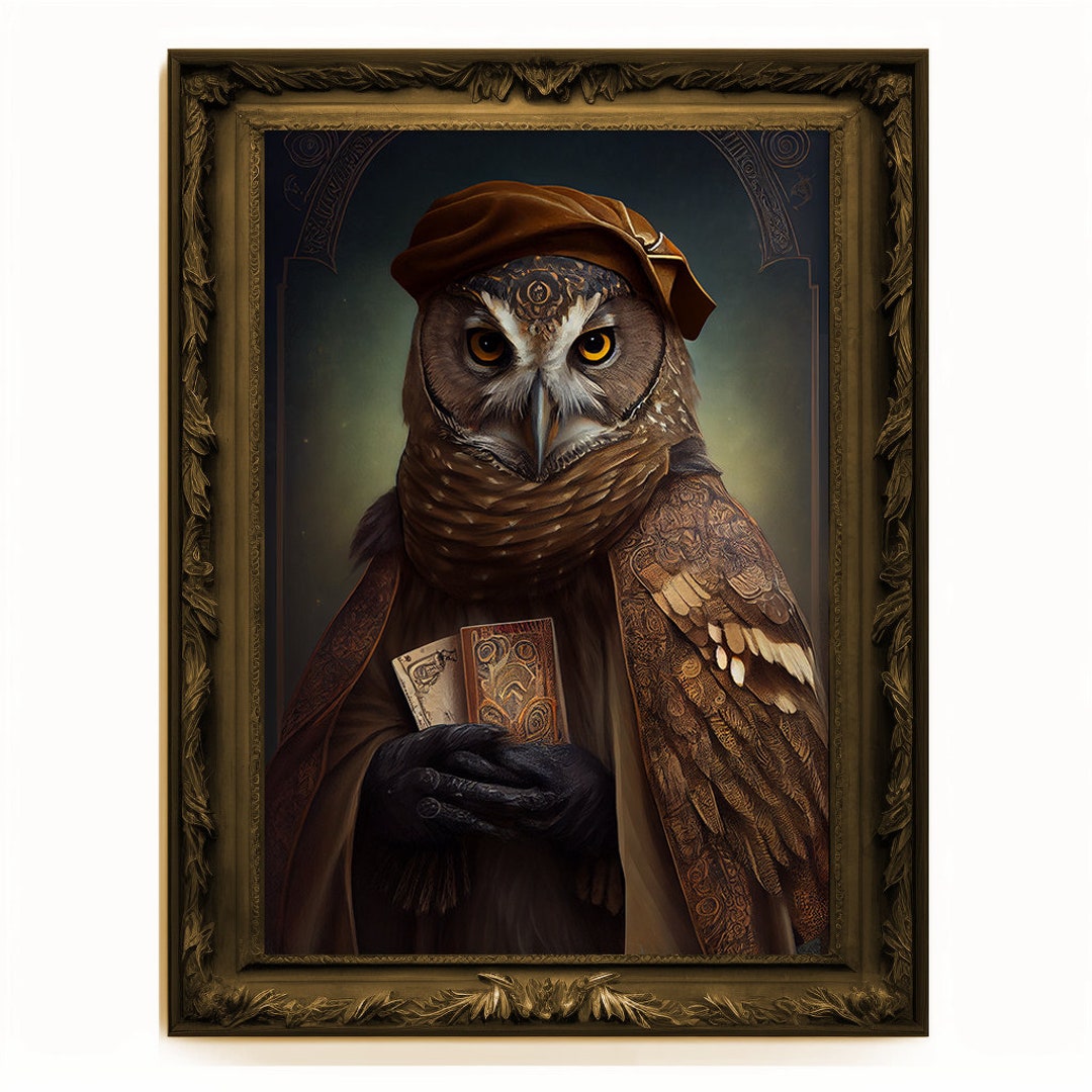Prophet Owl, Fortune Teller Owl Portrait, Owl Poster, Animal Painting ...