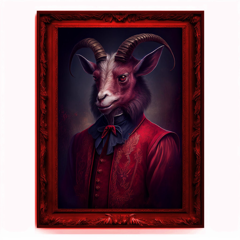 Goat Demon, Ritual Baphomet Portrait, Devil Poster, Animal Painting ...