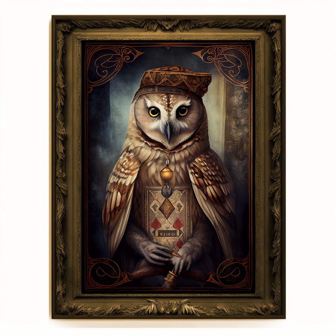 Prophet Owl, Fortune Teller Owl Portrait, Owl Poster, Animal Painting ...