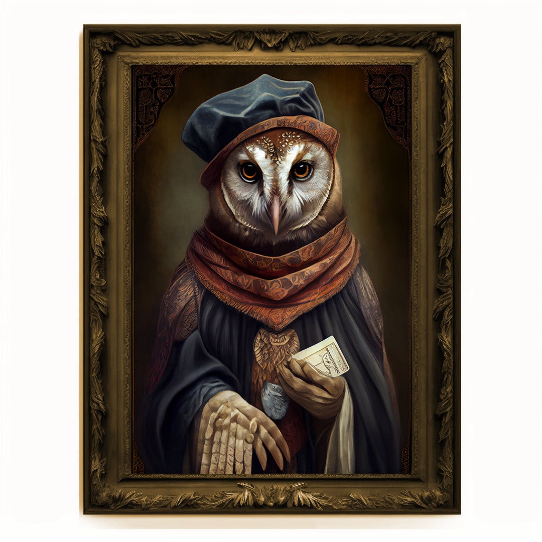 Prophet Owl, Fortune Teller Owl Portrait, Owl Poster, Animal Painting ...