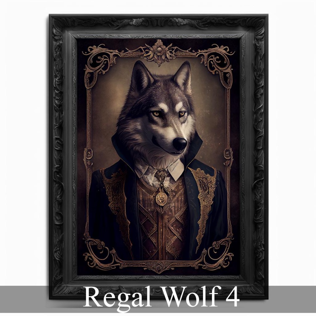 Regal Wolf Portrait Art Print: Vintage Renaissance Animal Poster - Etsy