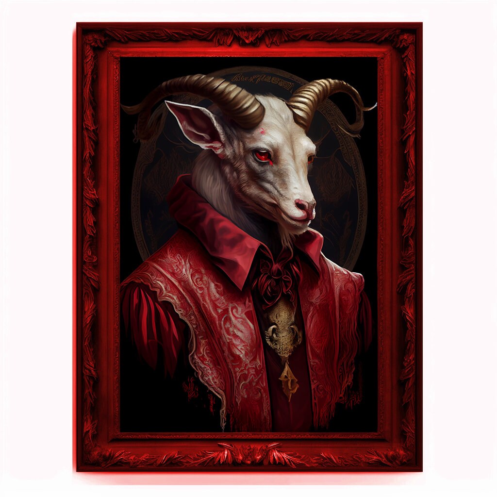 Goat Demon, Ritual Baphomet Portrait, Devil Poster, Animal Painting ...