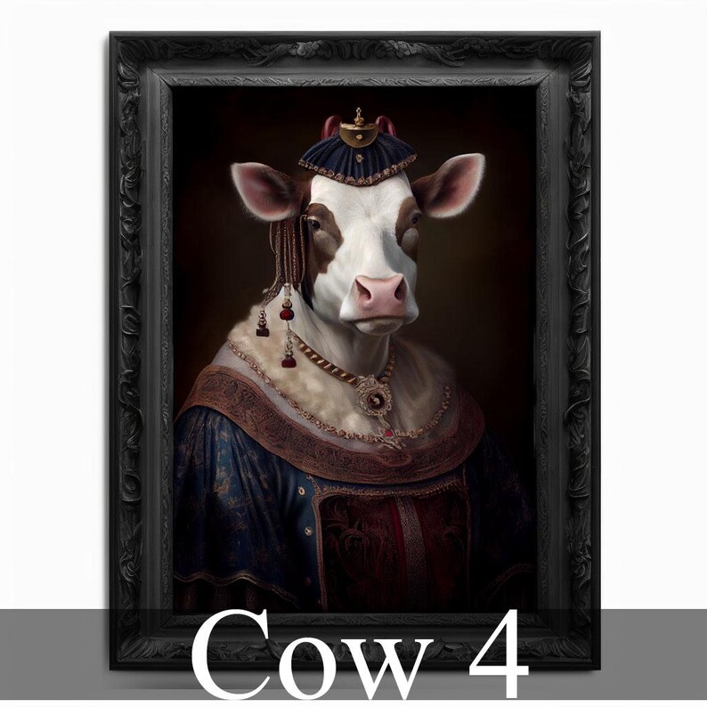 Regal Cow Portrait Print: Vintage Renaissance Royal Animal Art - Etsy