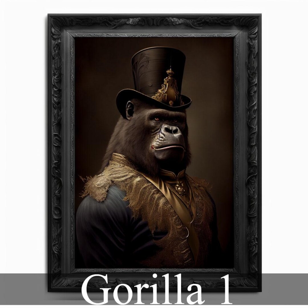 Victorian Gorilla Portrait: Aristocratic Animal Wall Art (digital ...
