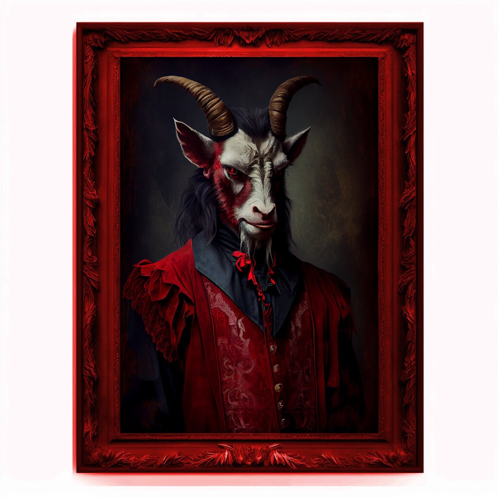 Goat Demon, Ritual Baphomet Portrait, Devil Poster, Animal Painting ...