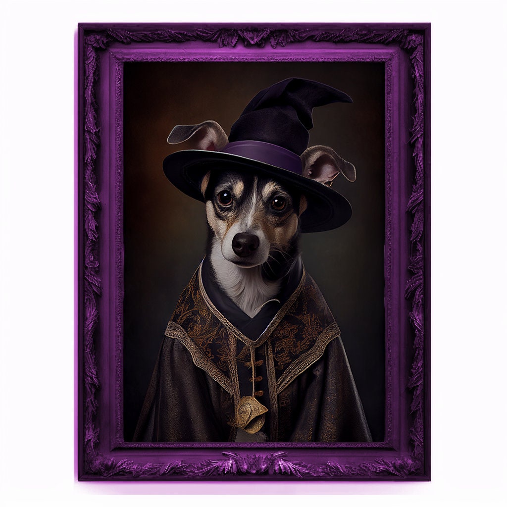 Wizard Dog Portrait, Magician Poster, Animal Painting, Altered Art ...