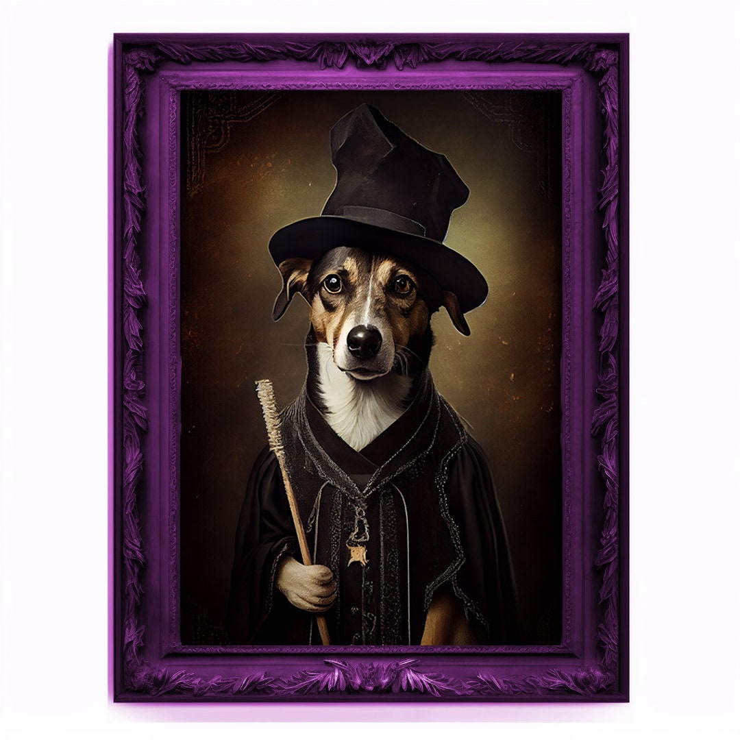 Wizard Dog Portrait, Magician Poster, Animal Painting, Altered Art ...