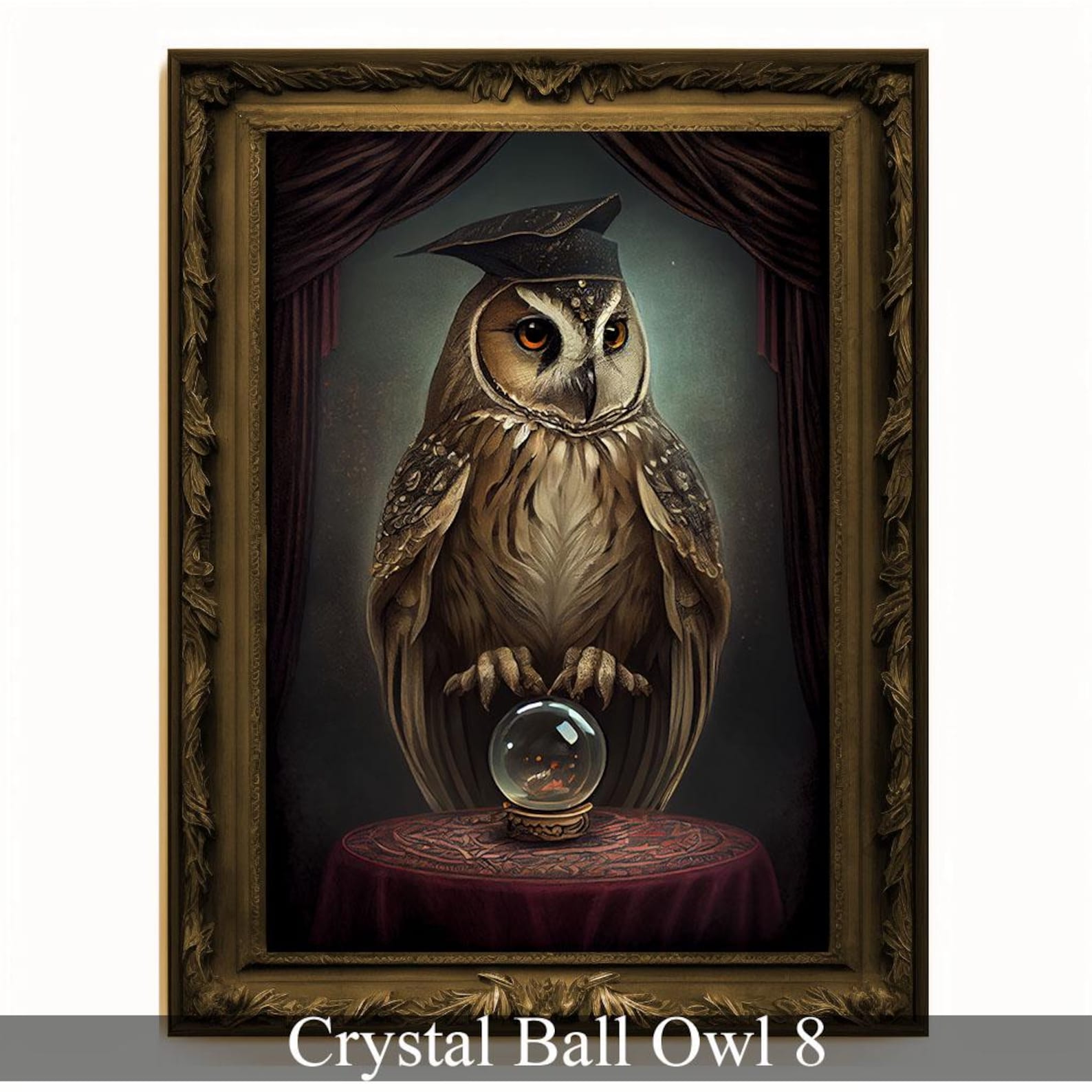 Crystal Ball Seer Owl Portrait: Vintage Wizard Art Print - Etsy