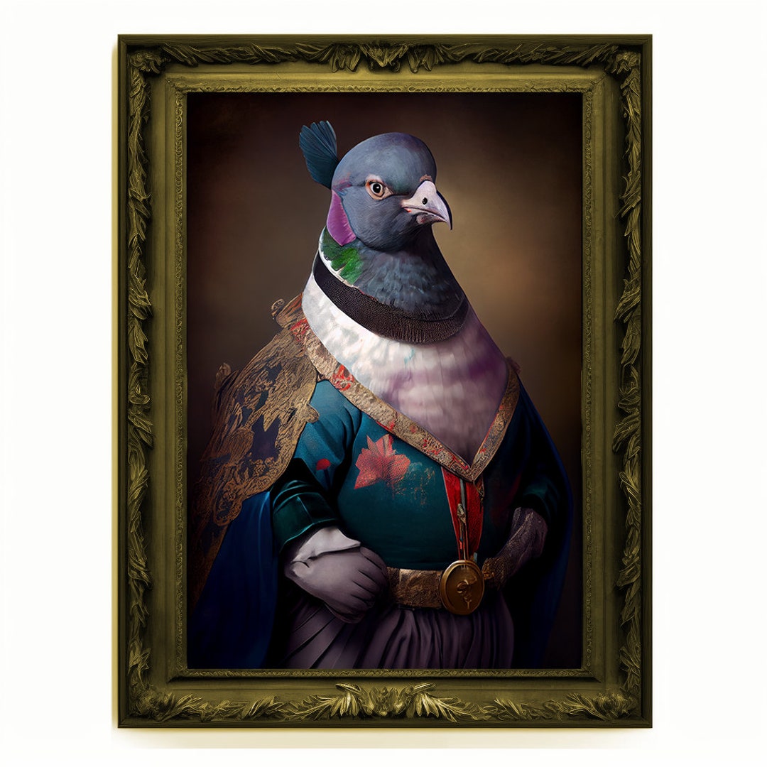 Superhero Pidgeon Portrait, Animal Painting, Altered Art, Bar Room ...