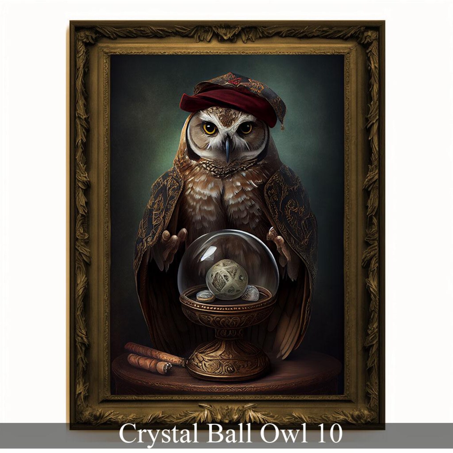 Crystal Ball Seer Owl Portrait: Vintage Wizard Art Print - Etsy