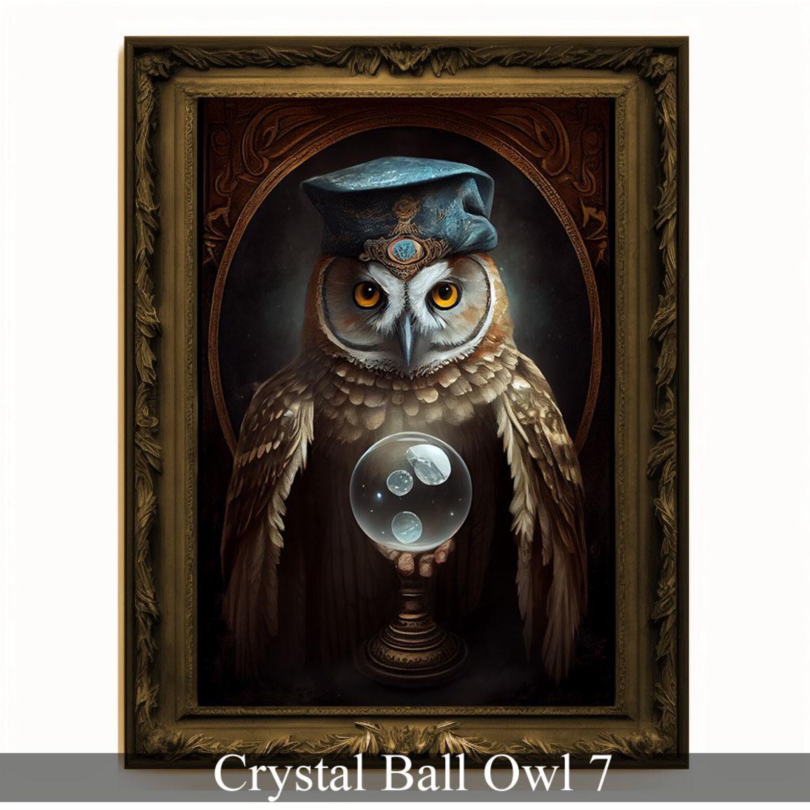 Crystal Ball Seer Owl Portrait: Vintage Wizard Art Print - Etsy