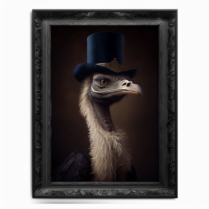 Ostrich Wall Art Print Bird Animal Lover, Vintage Regal Art Poster ...
