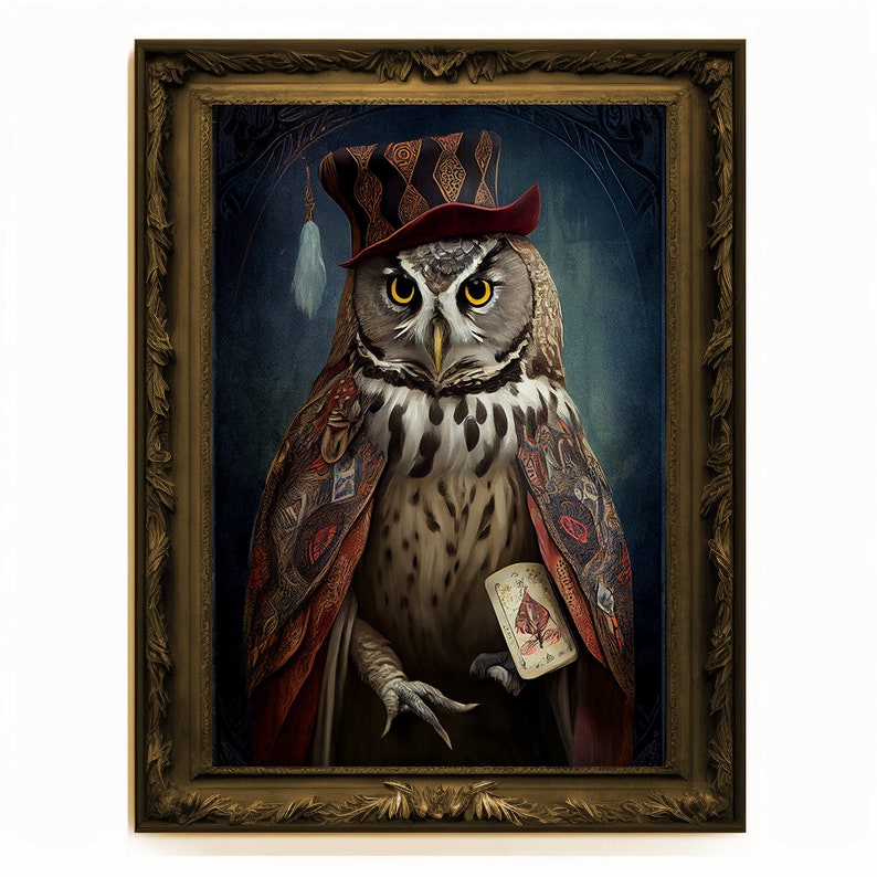 Prophet Eule, Wahrsagerin Eule Portrait, Eule Poster, Tiermalerei ...