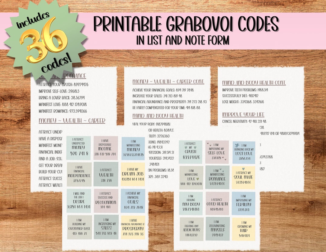 Grabovoi Codes Printable Vision Board Tools for Manifesting Money ...