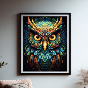 Printable Owl Portrait Print Geometric Animal Poster Symmetry Owl ...