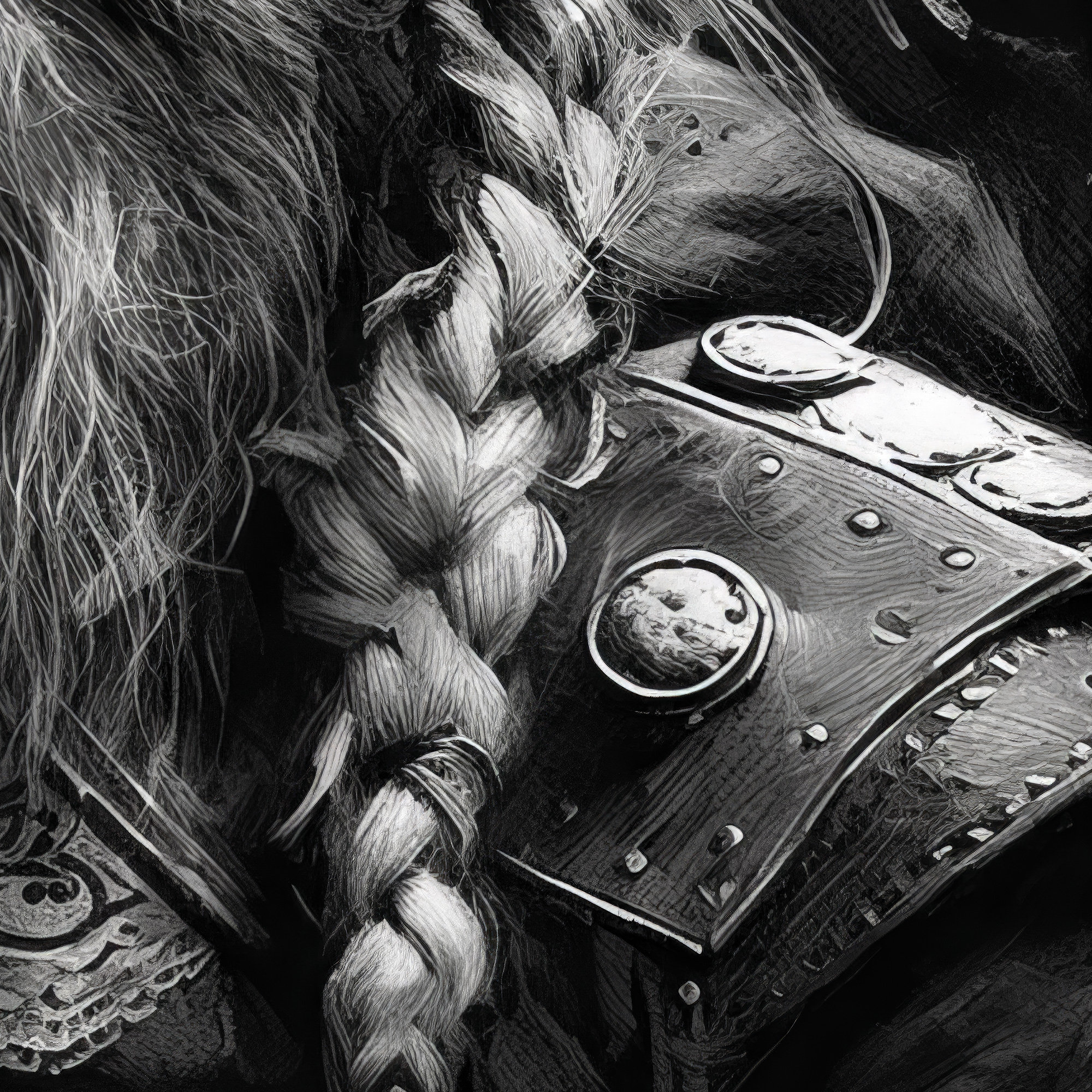 Printable Viking Poster Realistic Black and White Viking Portrait ...