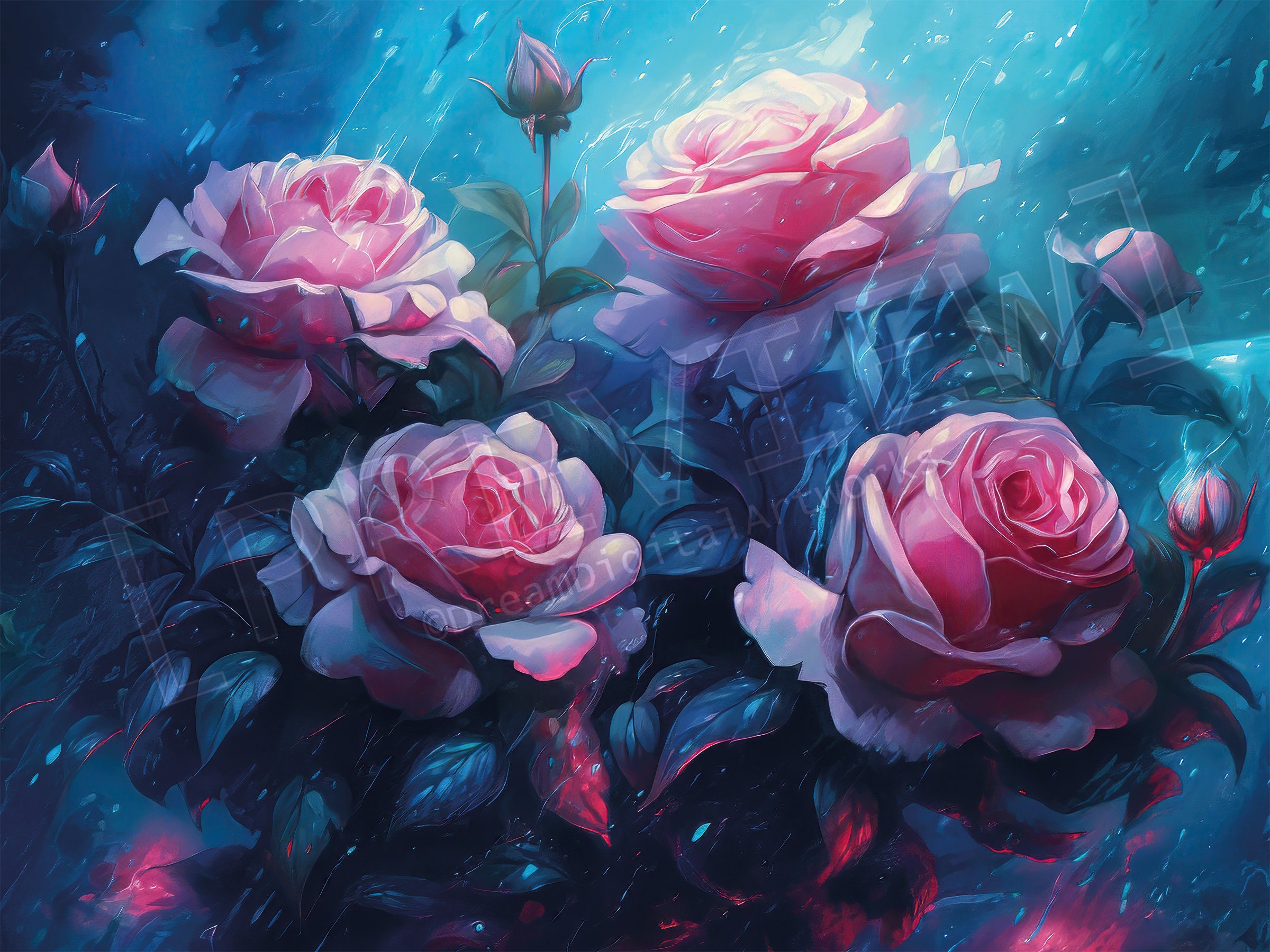 Printable: Rainy Rose Bush Art Print INSTANT DIGITAL DOWNLOAD ...