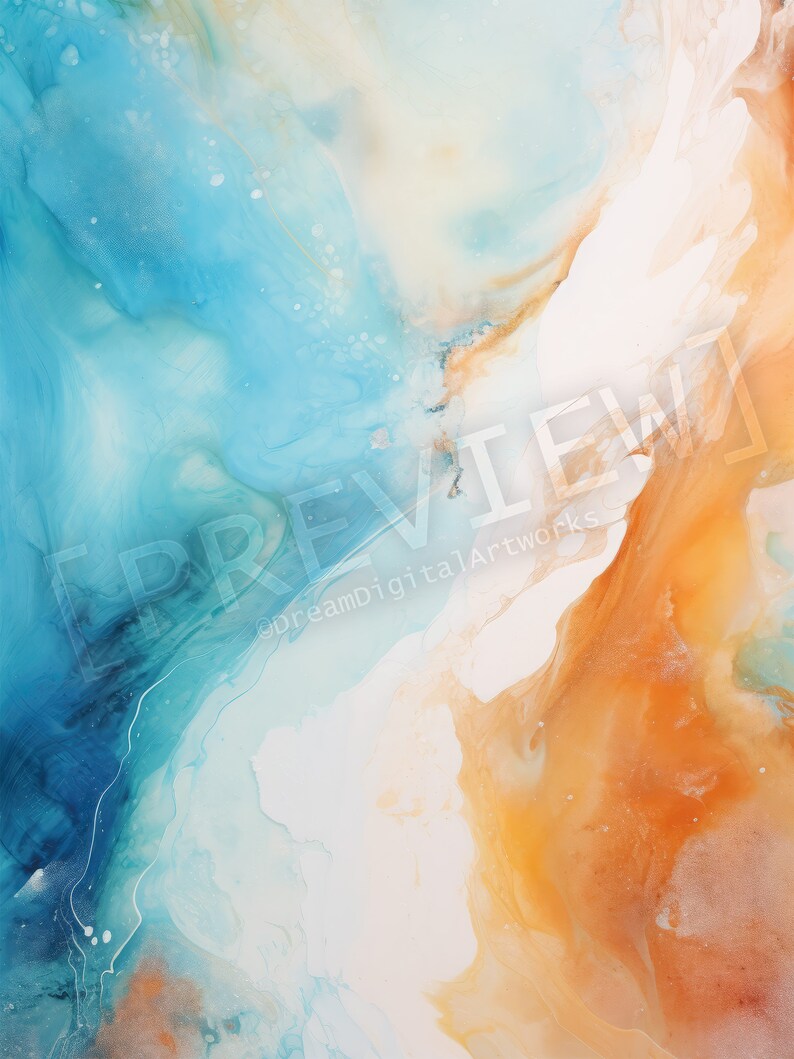 Printable Abstract Ocean Poster Abstract Beach Print Colorful Abstract ...