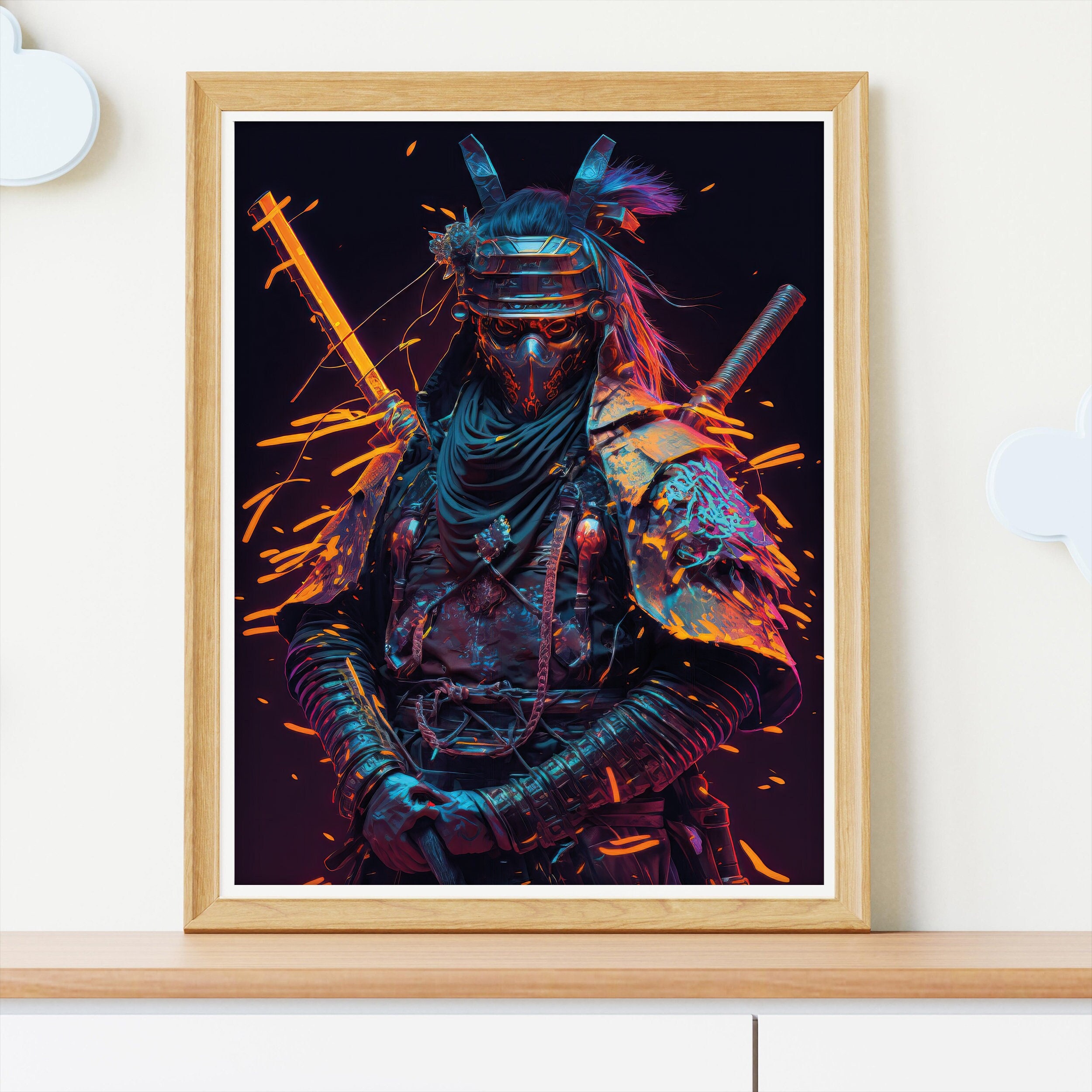 Printable Futuristic Samurai Wall Art Modern Samurai Home Decor Digital ...