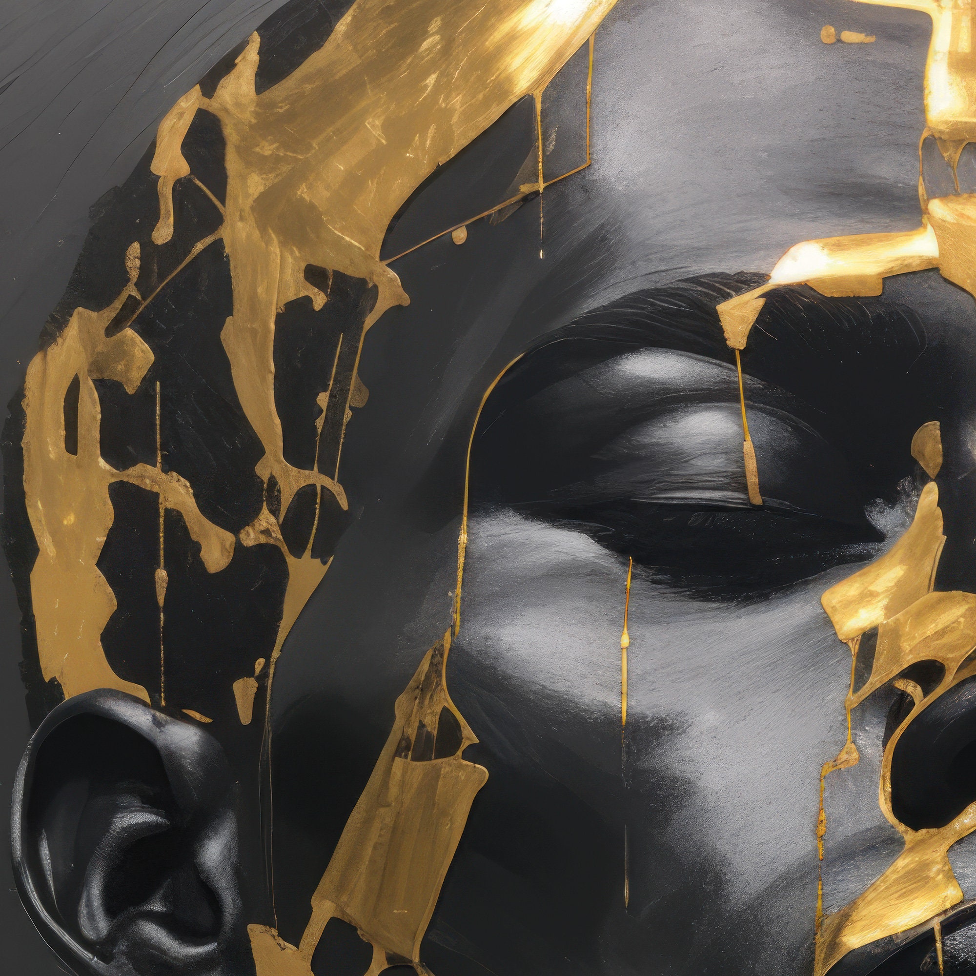 Printable Abstract Gold Portrait Male Portrait Wall Art Gold - Etsy