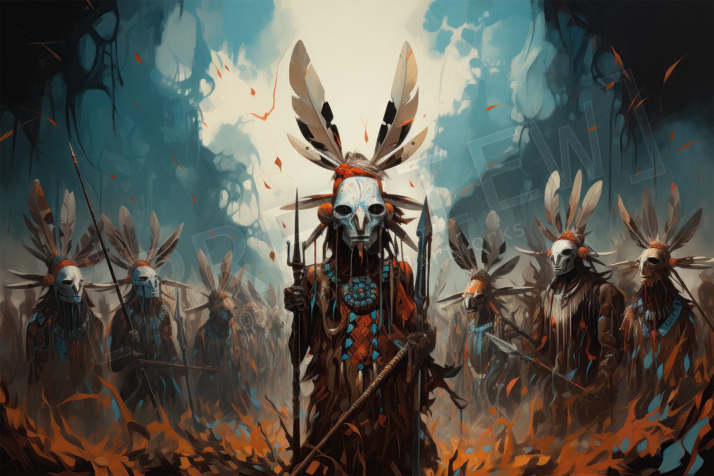 Printable Fantasy Tribe Living Room Decor Tribal Warrior - Etsy