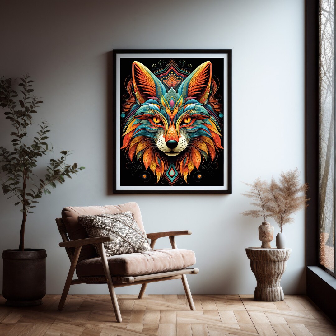 Printable Art Fox Portrait Poster Mandala Animal Decor Fox Art - Etsy