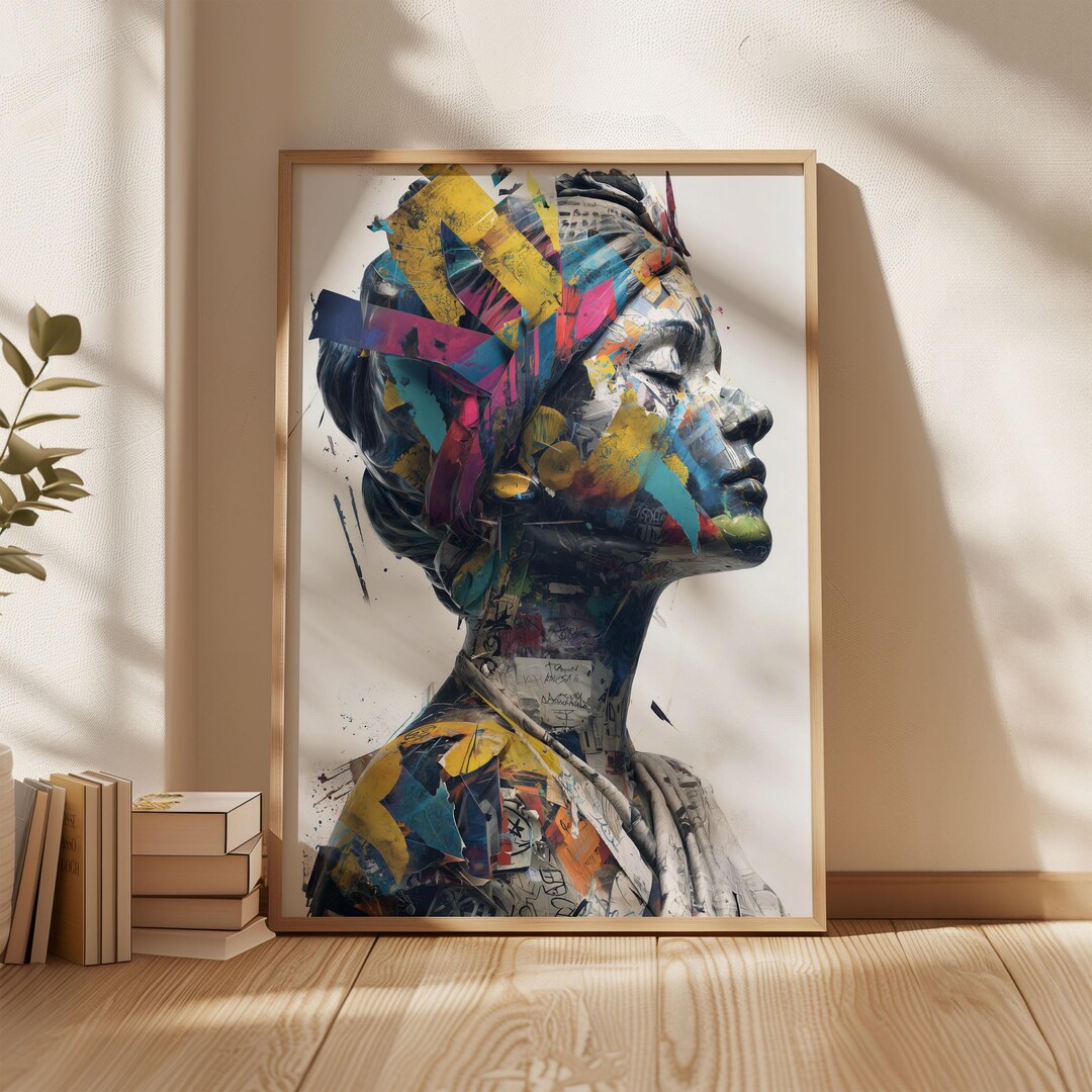 Graffiti Portrait Print: Urban Female Bust, Modern Street Art - Etsy
