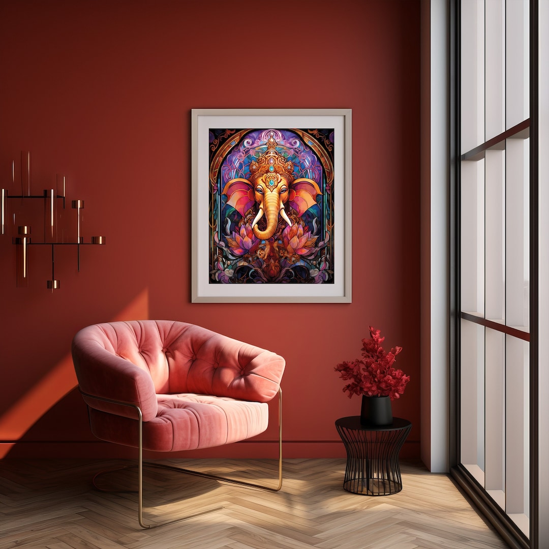 Printable Lord Ganesha Decor Hindu Wall Art Ganesh Poster Stained Glass ...