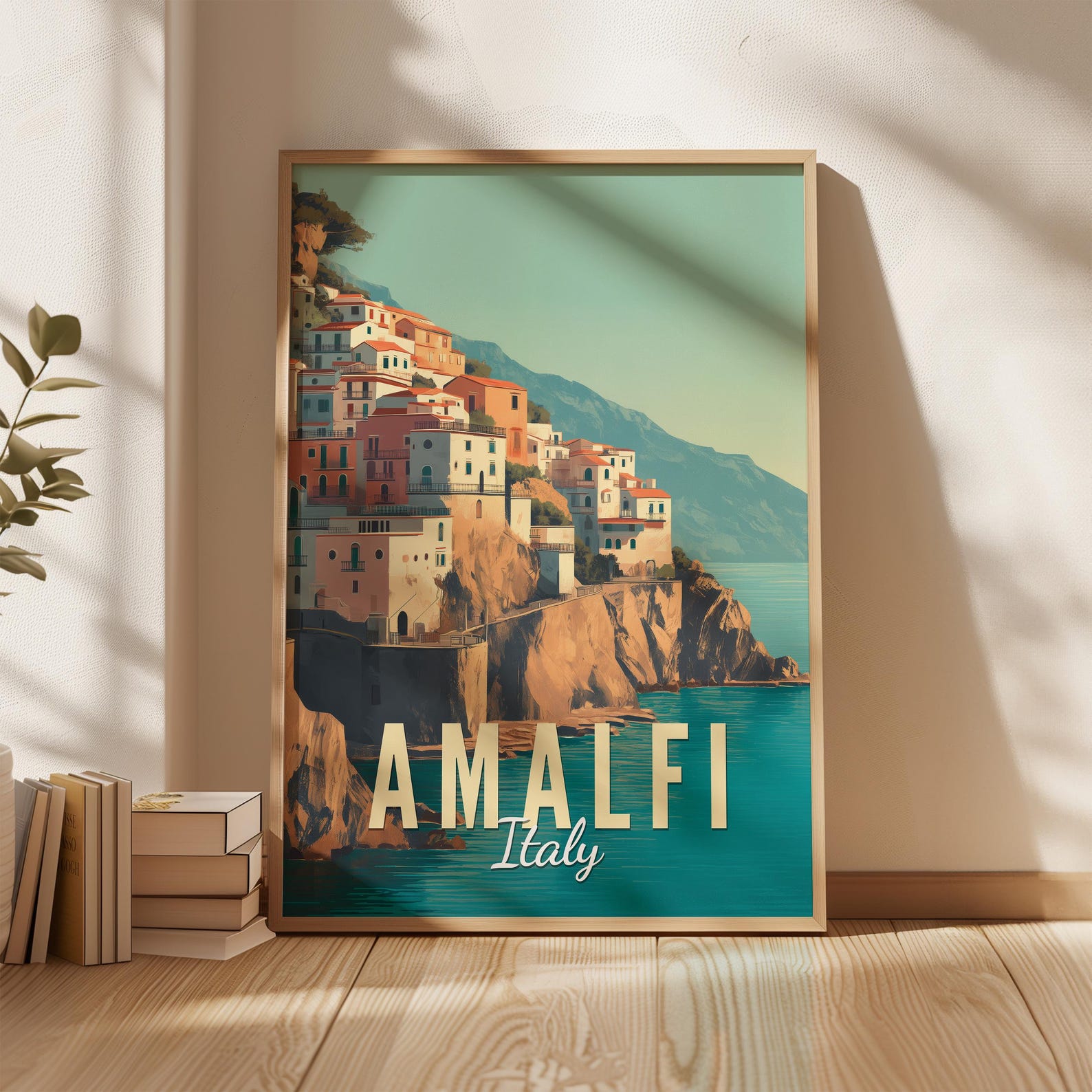 Amalfi Coast Vintage Travel Poster: Italian Coastal Wall Art - Etsy