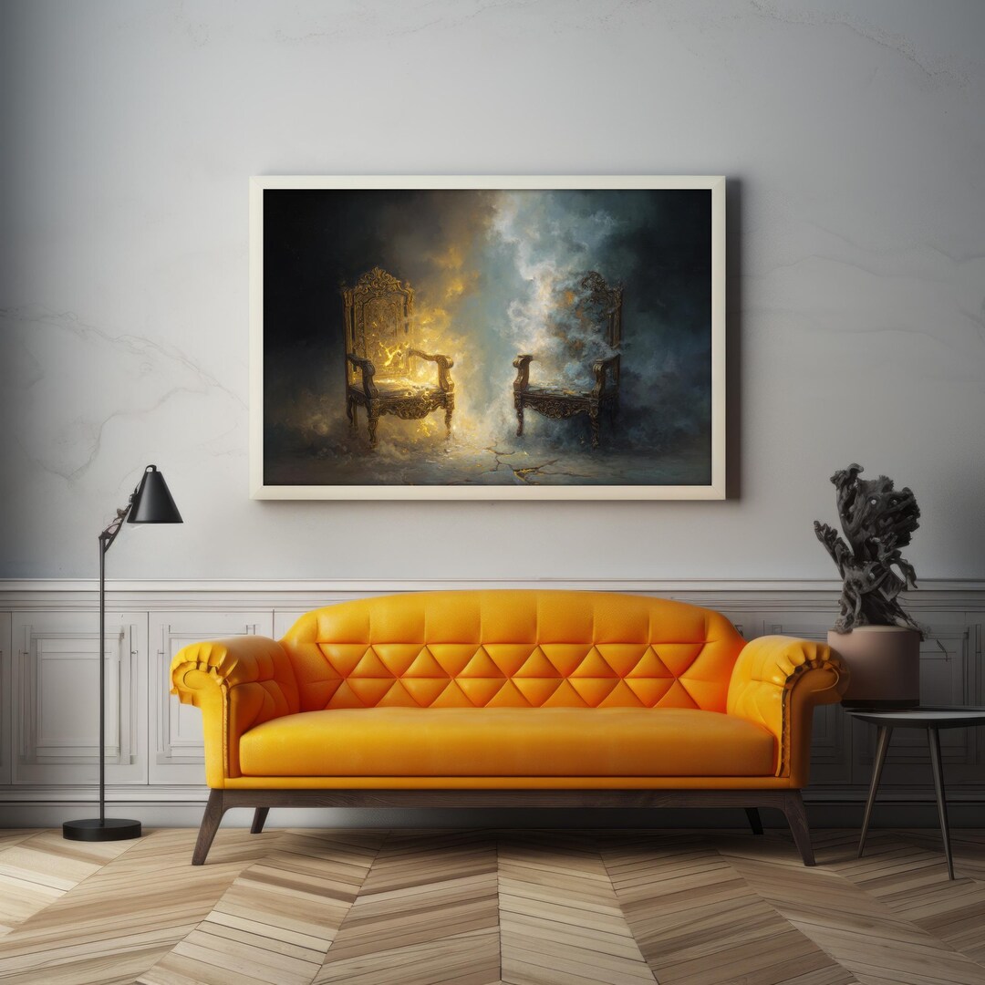 Good Vs Evil Throne Art, Light and Dark Fantasy Poster, Dual Thrones ...