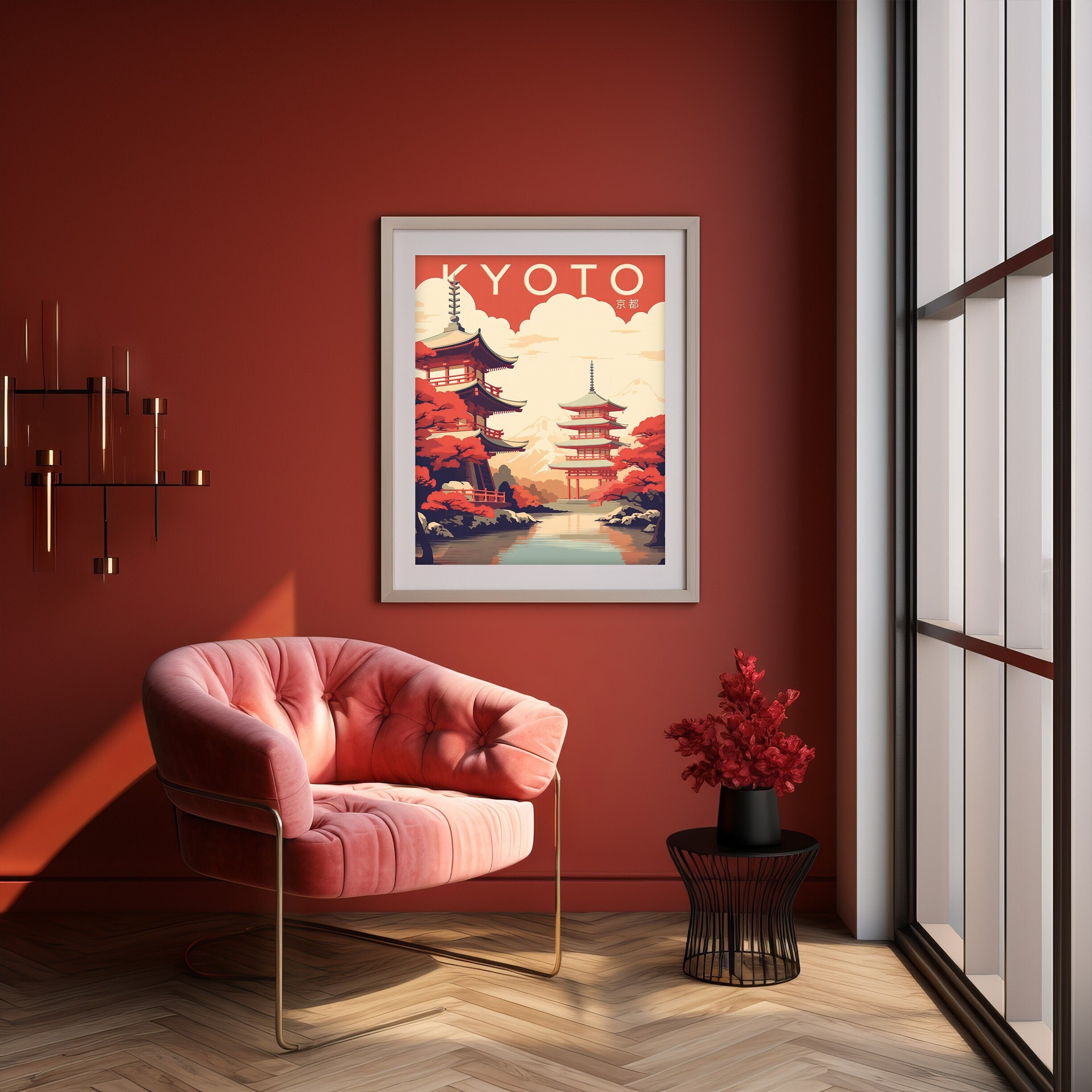 Printable Kyoto Travel Poster Japan Wall Art Feudal Japan Print Vintage ...