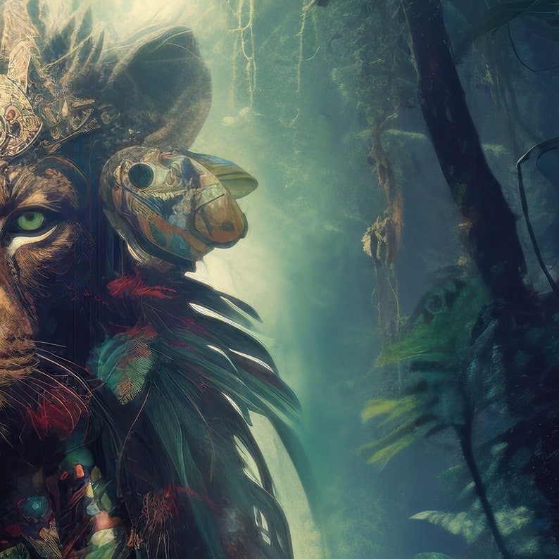 Printable Jungle Shaman Digital Download Cat Shaman Wall Art - Etsy