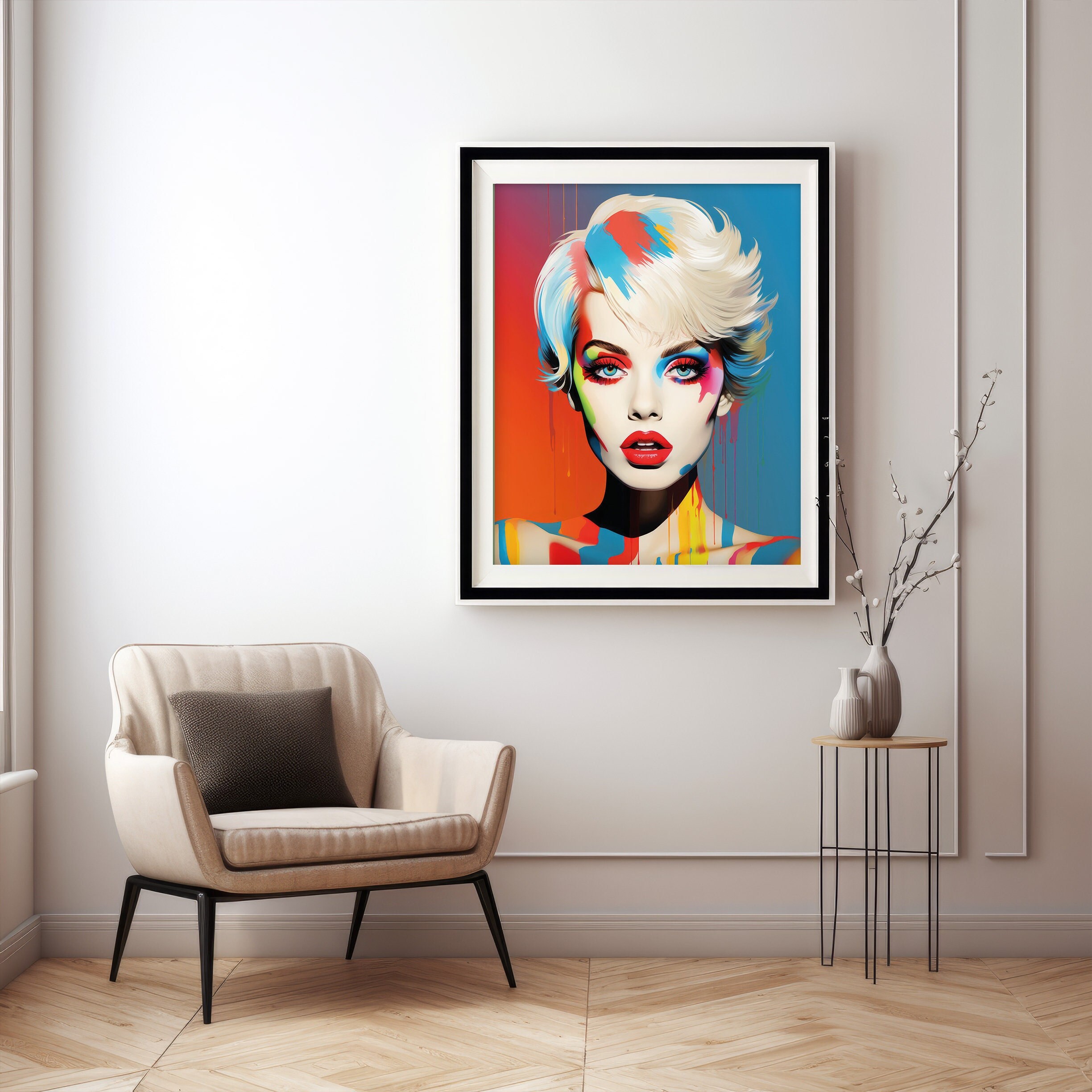Printable Female Pop Art Home Decor Female Pop Art Portrait Poster ...