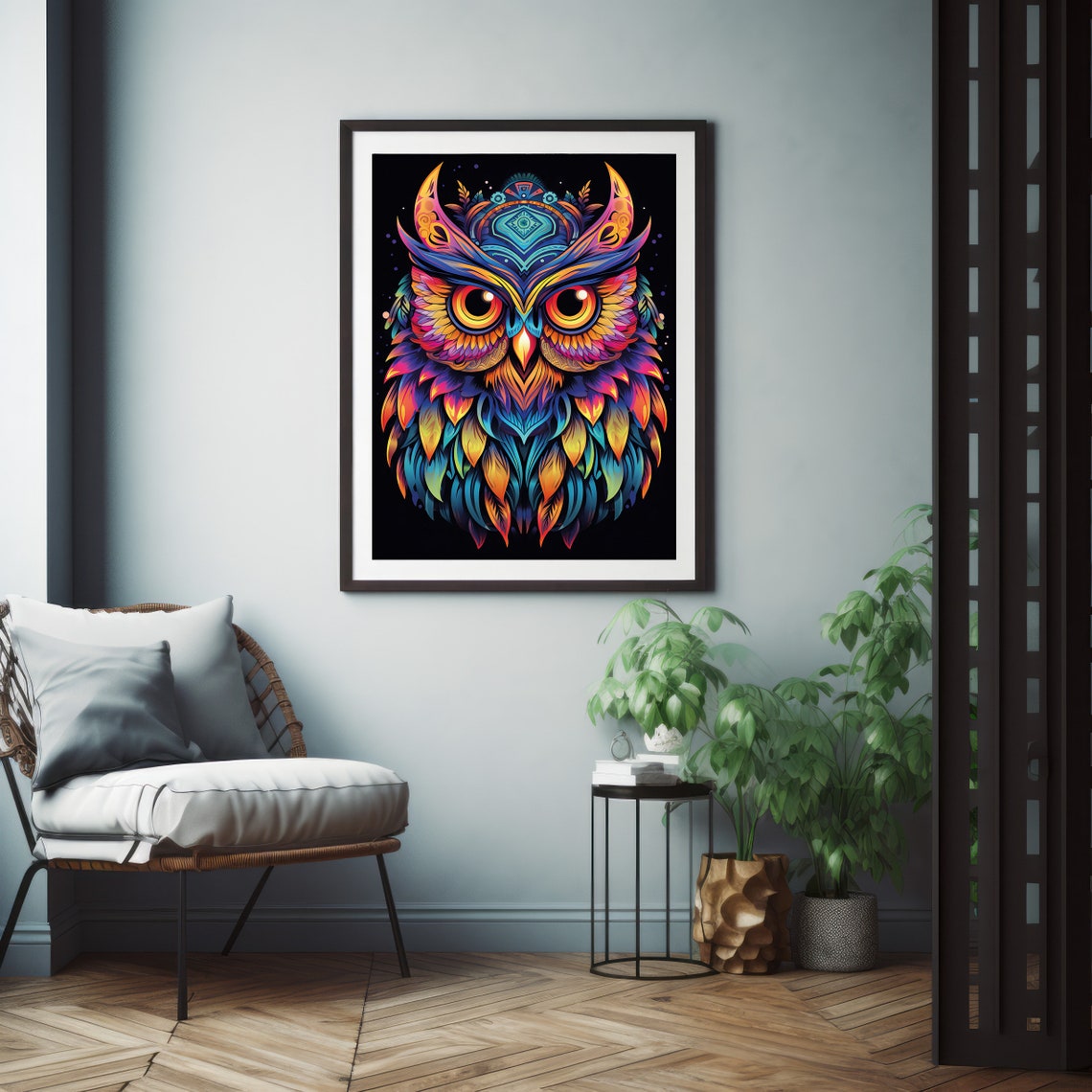 Printable Owl Portrait Geometry Animal Poster Owl Symmetry Design Owl ...
