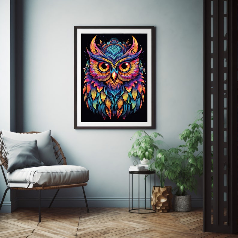 Printable Owl Portrait Geometry Animal Poster Owl Symmetry Design Owl ...