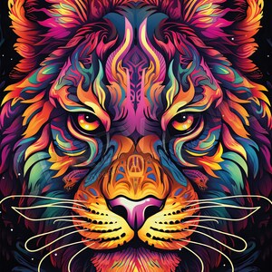 Printable Tiger Portrait Animal Poster Symmetry Cat Digital Art Tiger ...